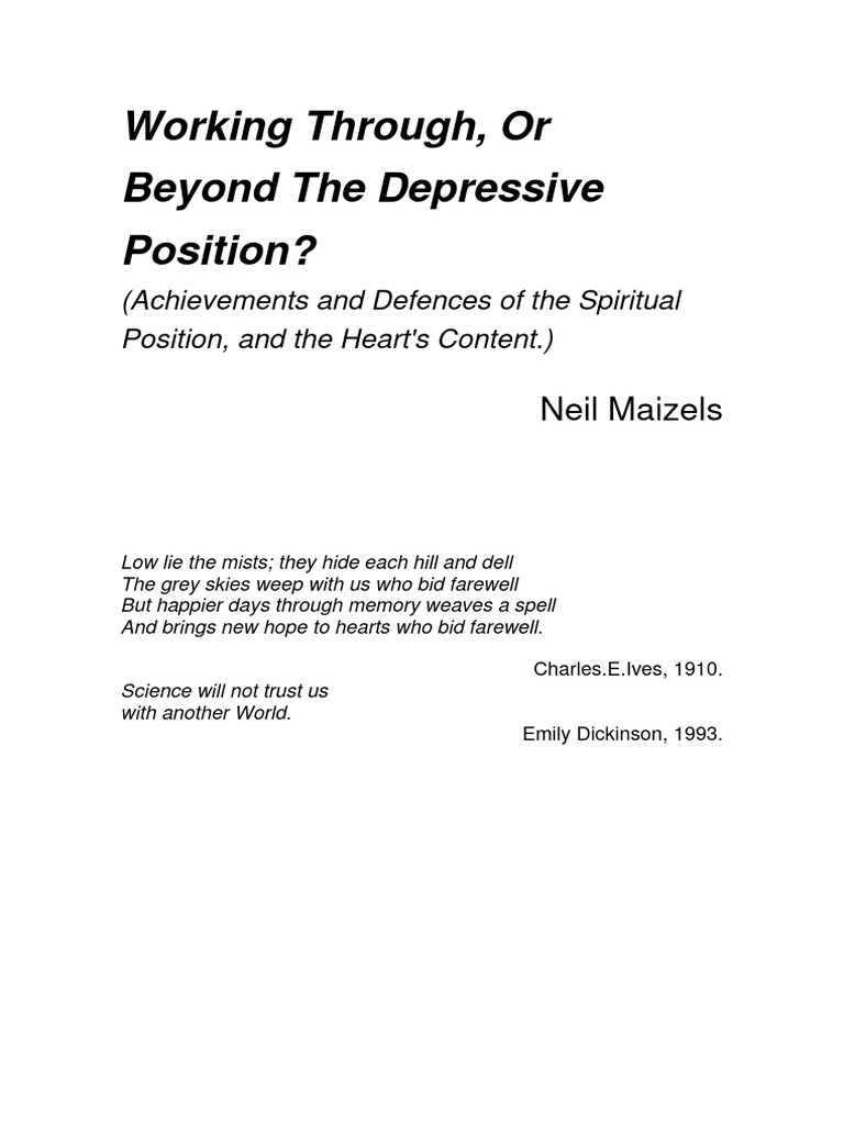 Beyond The Depressive Position Toward A | PDF | Oedipus | Cognition