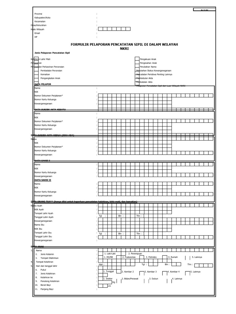 Disdukcapil Kota Pontianak 6129945929 F.2.01 Formulir Pelaporan ...