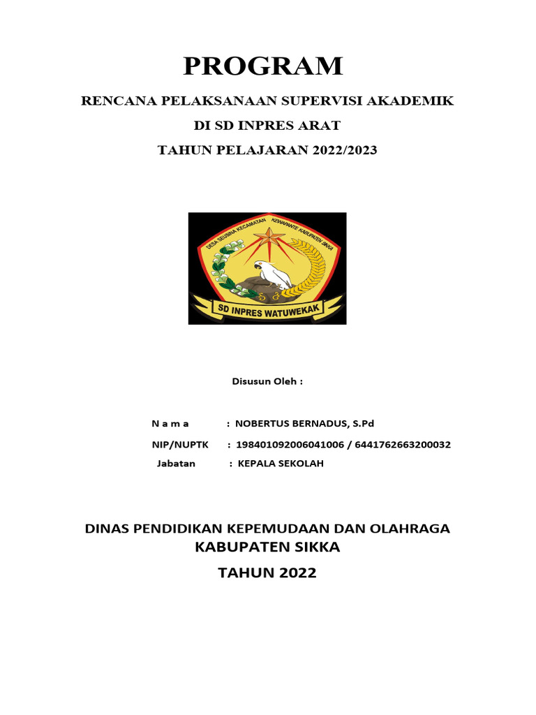Nobertus Bernadus 3a. Prog. Supervisi Akademik 2018 - 2019 | PDF
