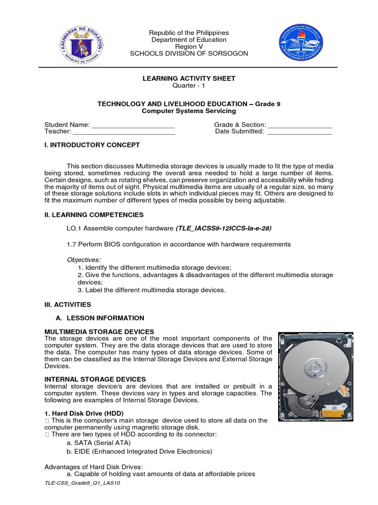 Tle-Css Grade9 q1 Las10 | Download Free PDF | Computer Data Storage | Solid State Drive