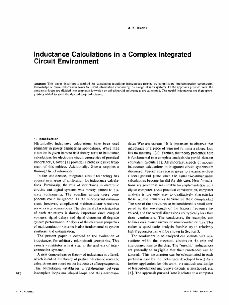 Ruehli-Inductance Calculations in A Complex Integrated Circuit ...