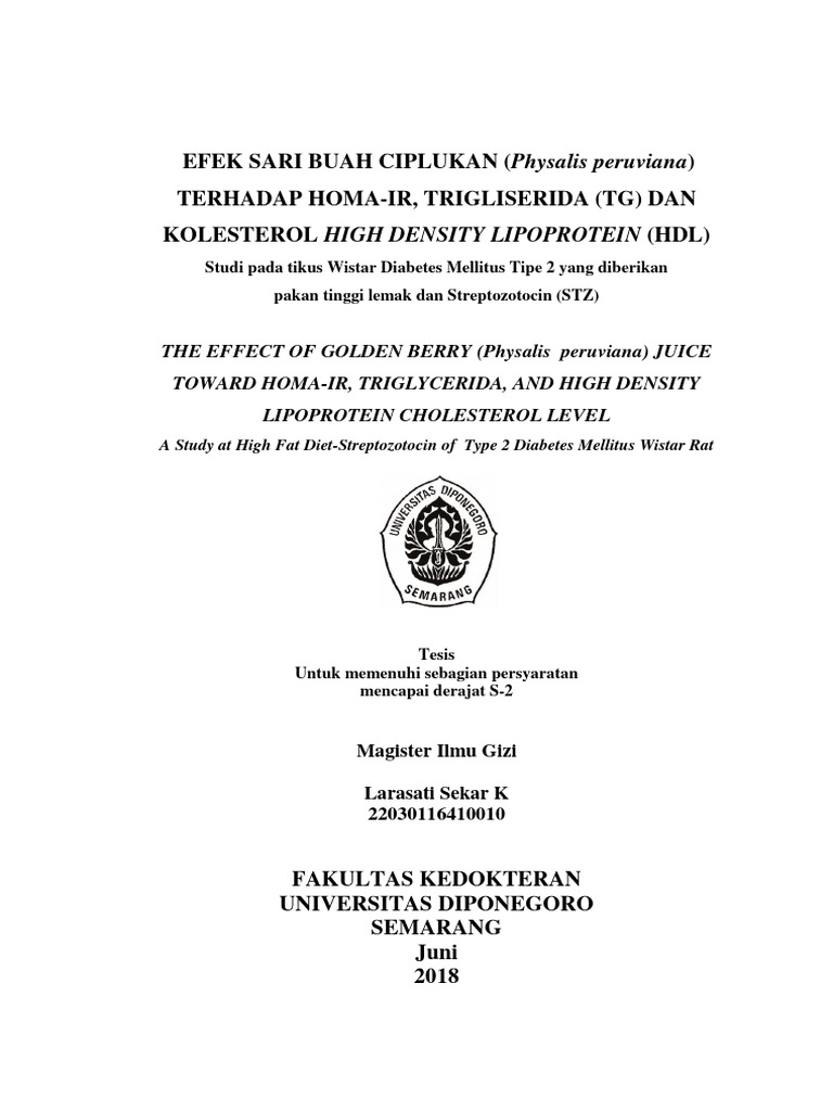 Larasati Sekar Kinasih | PDF | High Density Lipoprotein | Lipoprotein