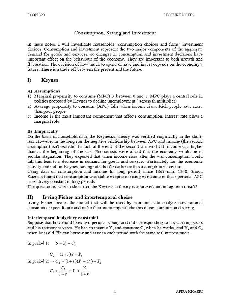 Consumption Function | PDF | Consumption (Economics) | Economies