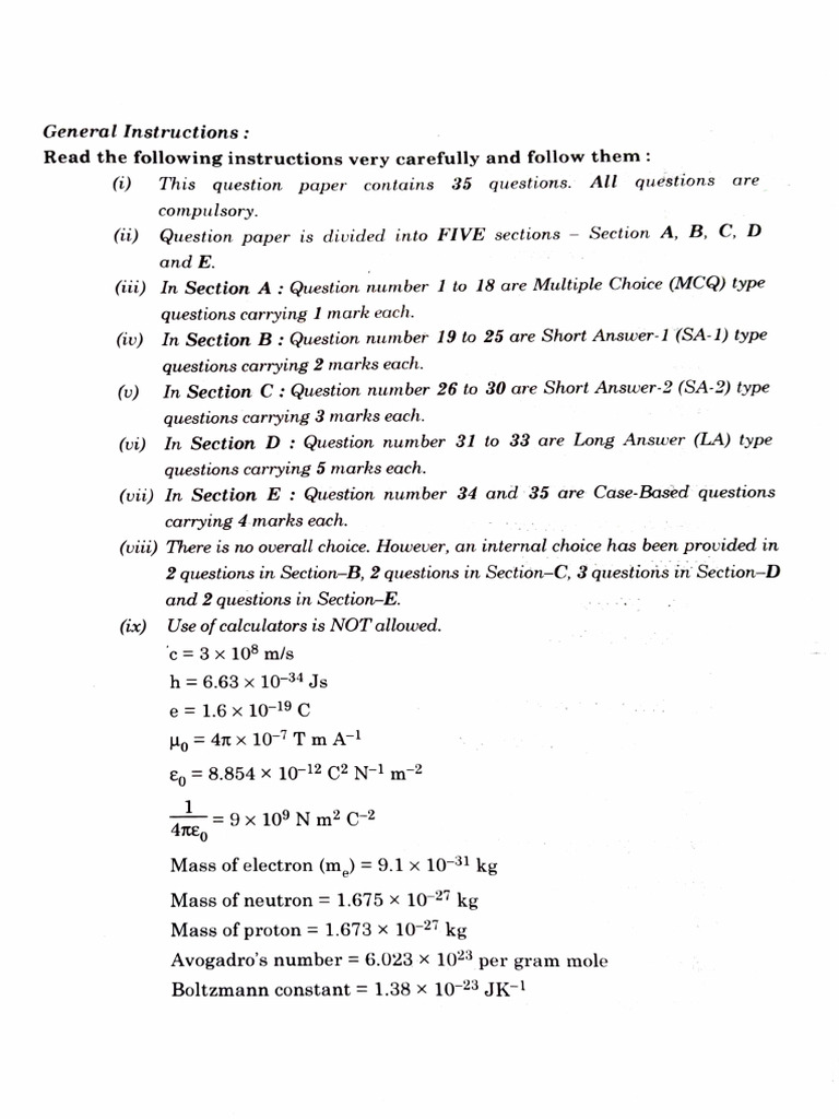 Exam Paper Structure & Guidelines | PDF | Inductance | P–N Junction