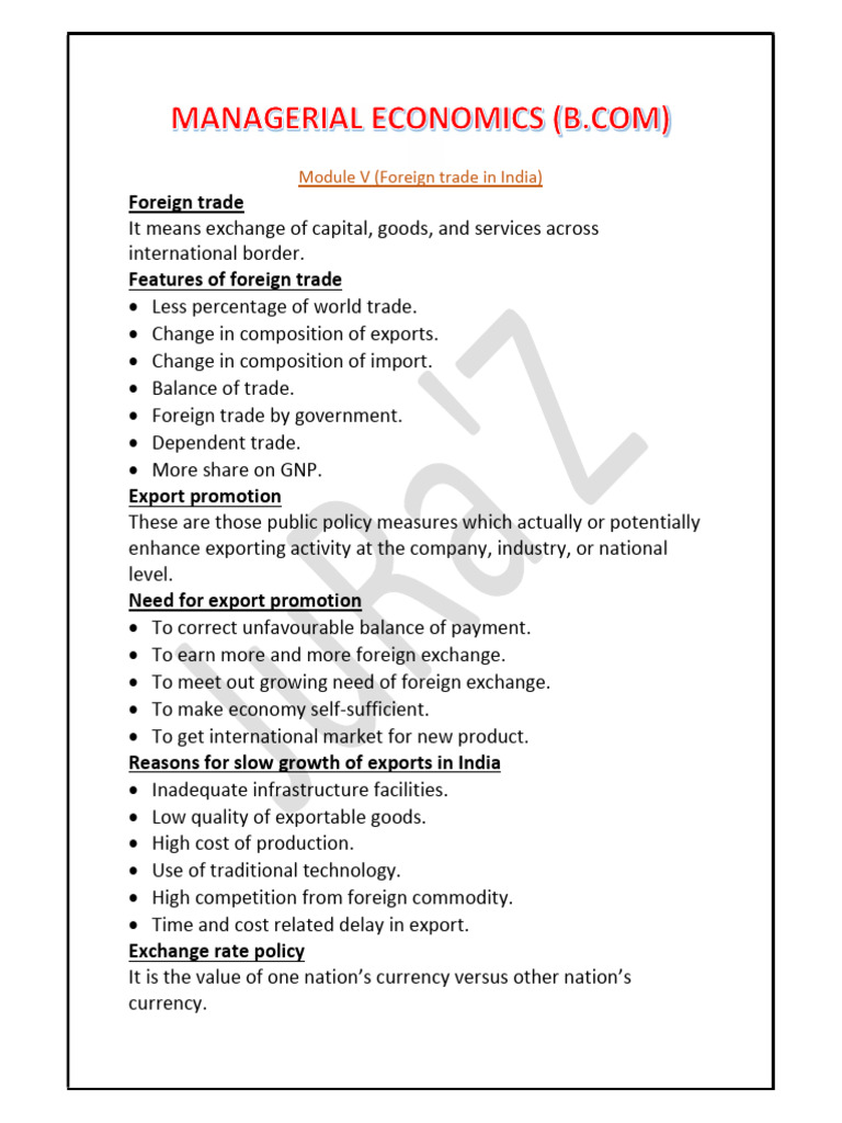 Managerial Economics (BCOM) - Module V | PDF | Foreign Direct ...