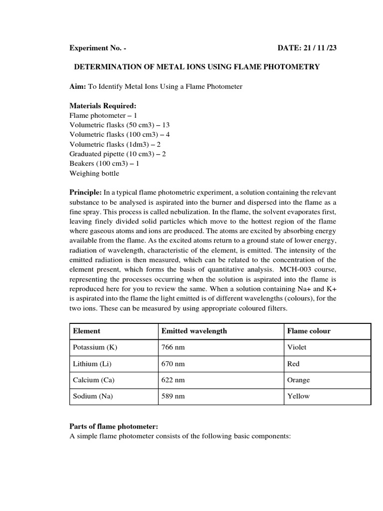Flame Photometer | PDF | Emission Spectrum | Sodium
