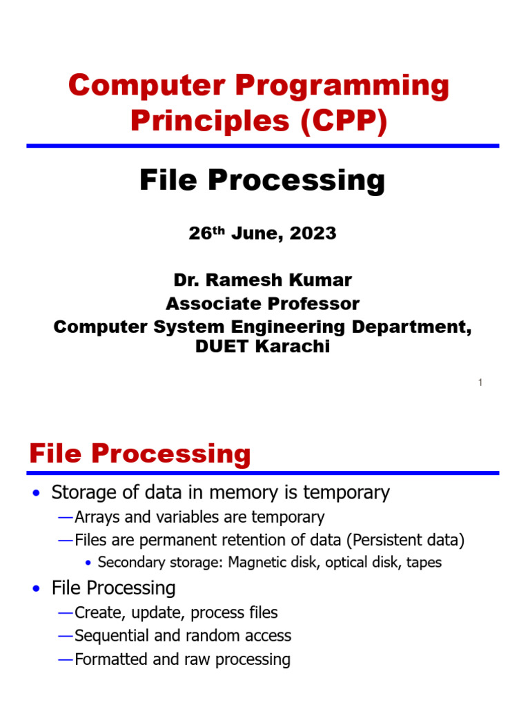 File Processing | PDF | Computer Data Storage | Computer File