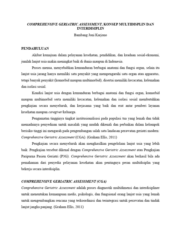 Comprehensive Geriatric Assessment | PDF