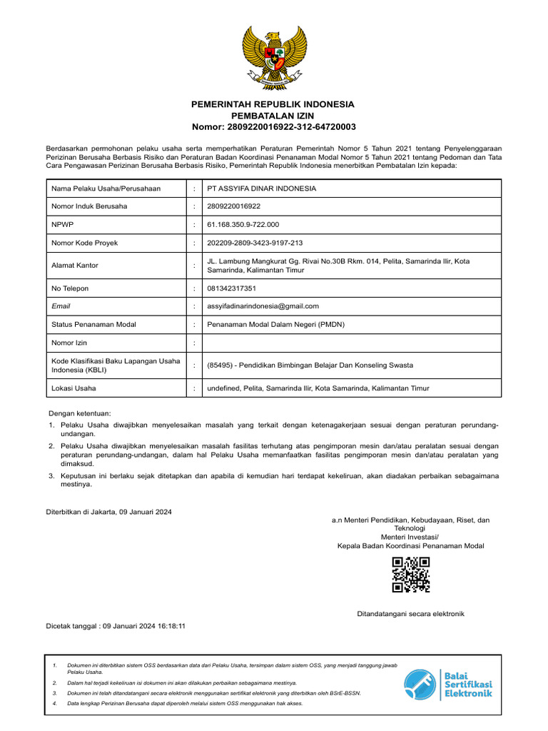 Dokumen Pembatalan | PDF