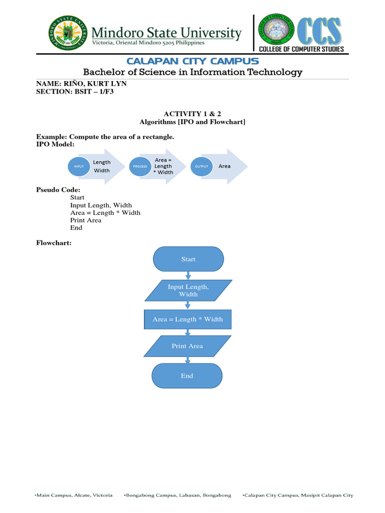 Activity-2-Algorithms-IPO-Flowchart-C Kurt Lyn 22 | PDF | Algorithms | Length