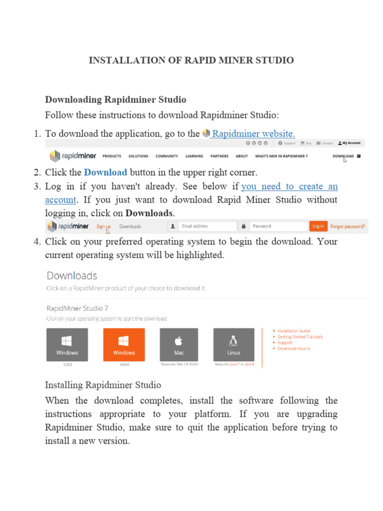 RapidMiner Studio Installation Guide | PDF | Login | Installation ...
