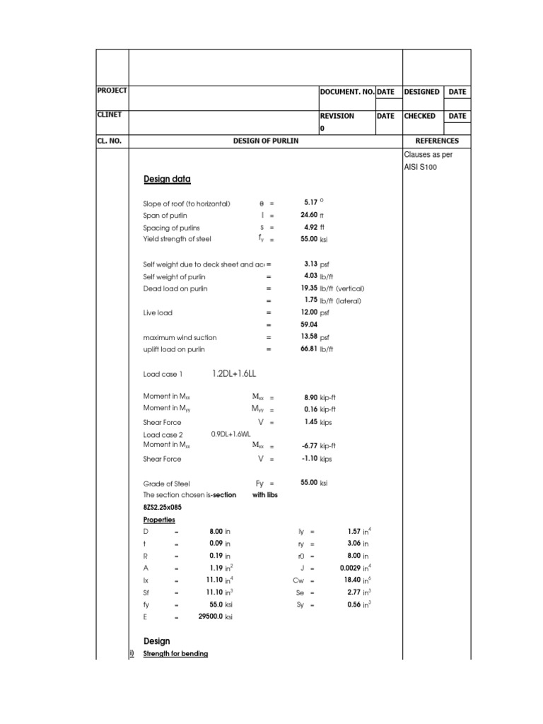 Purlin Design As Per AISI | PDF | Applied And Interdisciplinary Physics | Physical Sciences