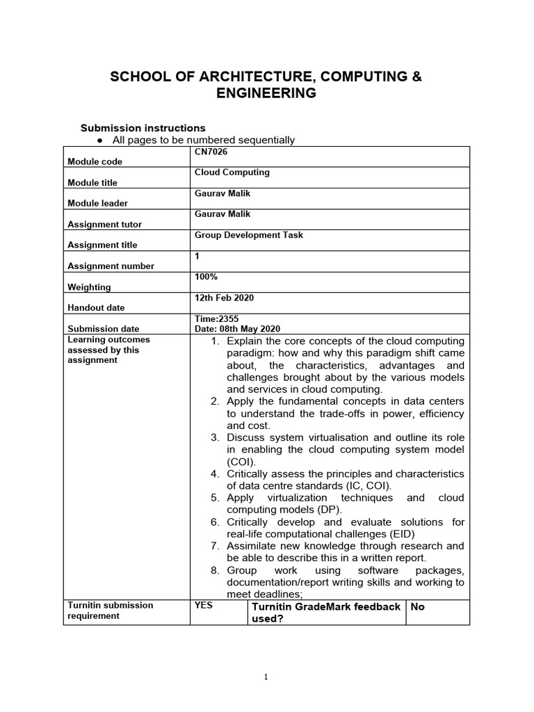 Cloud Computing Assignment File | Download Free PDF | Computing | Cloud Computing