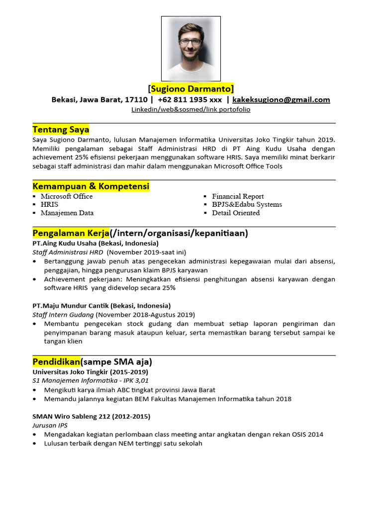 Contoh CV FIX | PDF