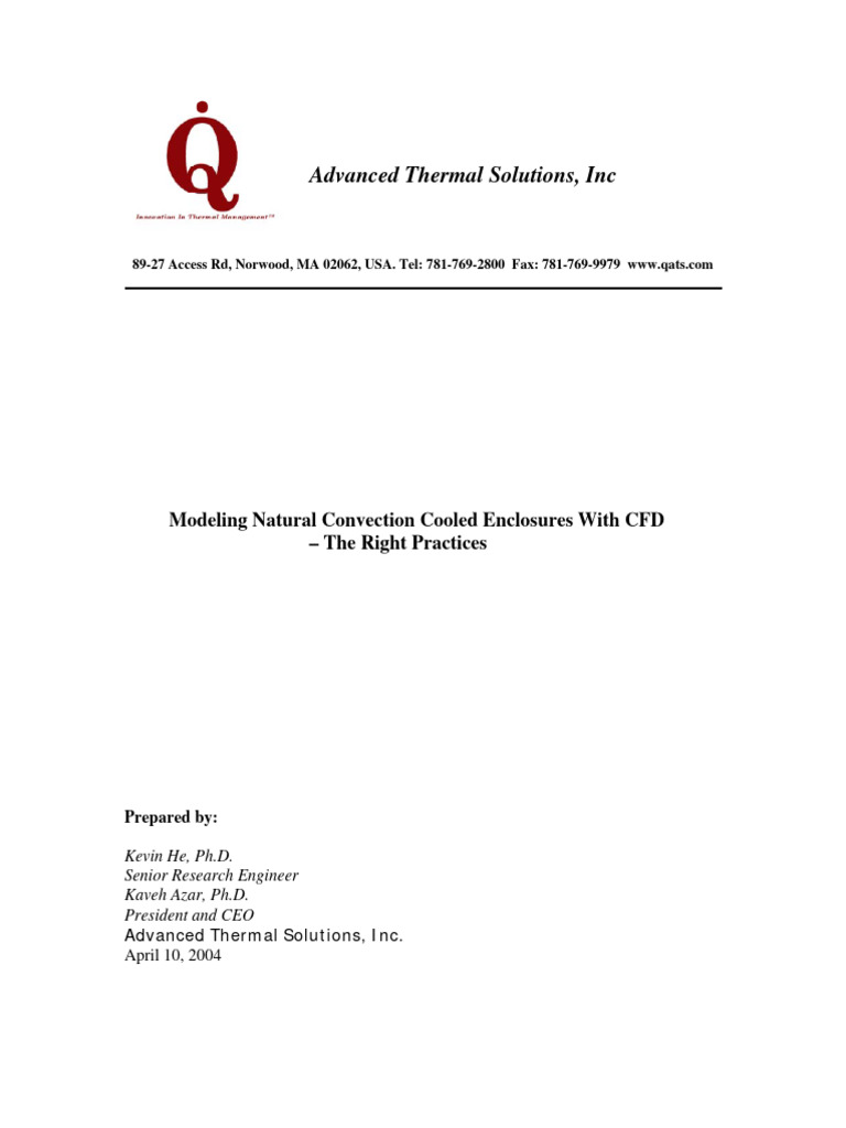 Atc Cfdesign Natural Convection Validation Pdf Computational Fluid
