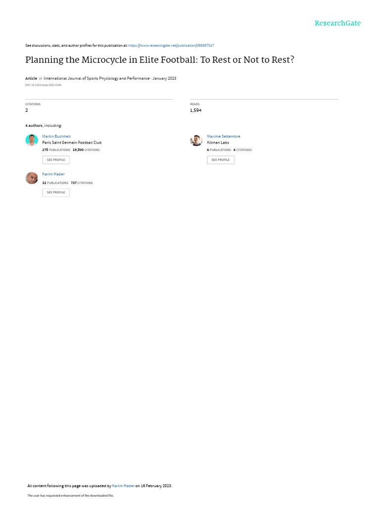 Elite Soccer: Rest Days & Injury Rates | PDF | Data