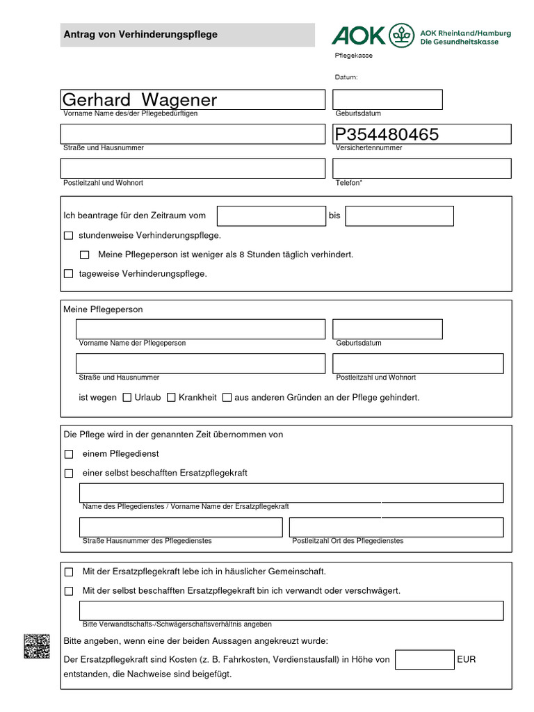Aok-rh-Antrag Verhinderungspflege 4015644445 1704365285241 | PDF