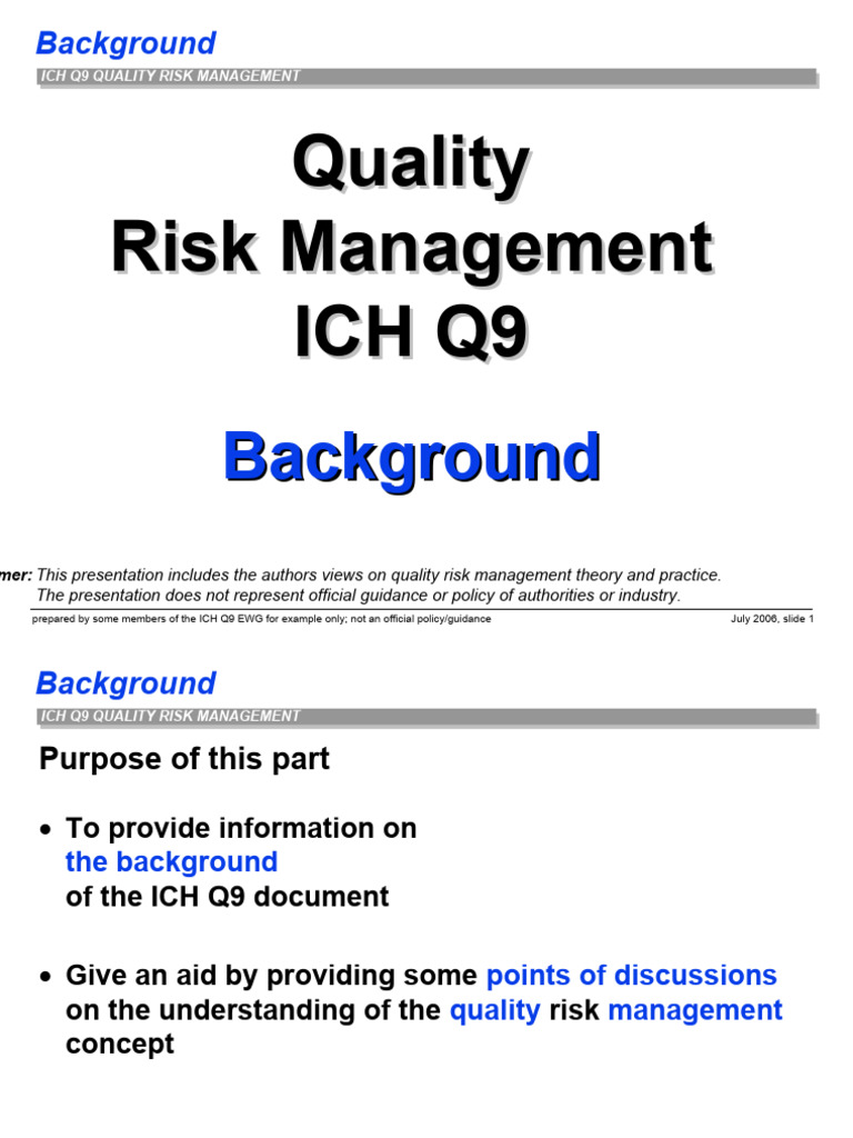 Quality Risk Management Ich Q9 | PDF | Risk Management | Risk