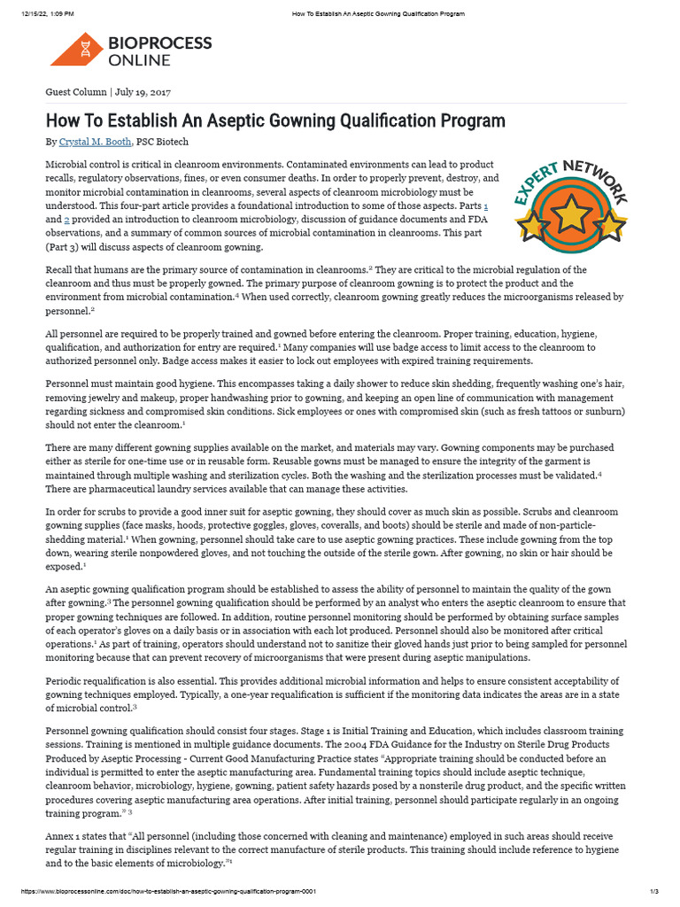 How To Establish An Aseptic Gowning Qualification Program | PDF ...