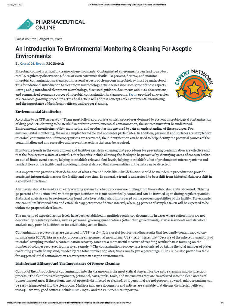 Cleanroom Microbiology Essentials | PDF | Disinfectant | Environmental ...