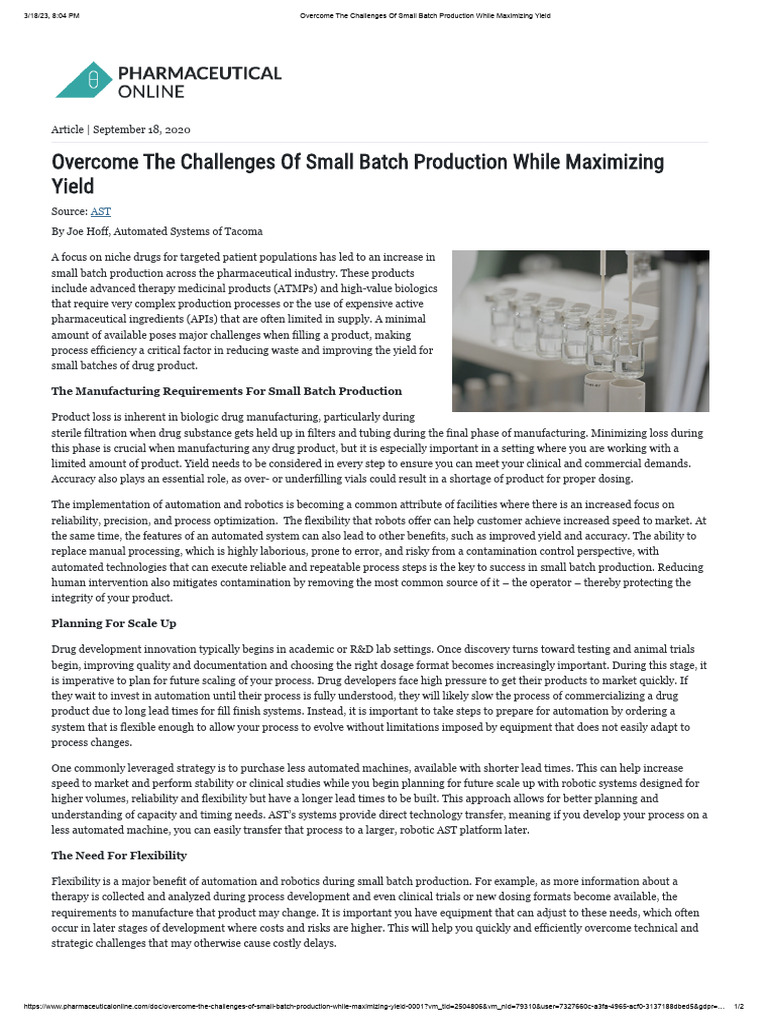 Overcome The Challenges of Small Batch Production While Maximizing ...