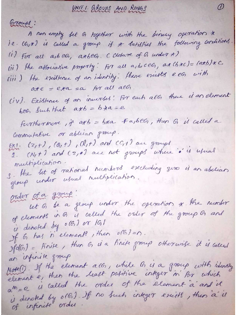 ANT Unit-1 Groups & Rings (First Half) | PDF