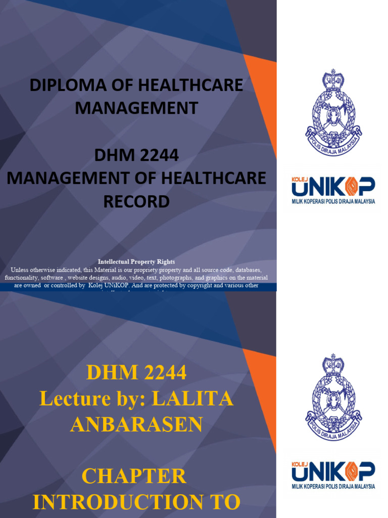 Chapter 1 - Introduction To Health Record Management | PDF | Medical ...