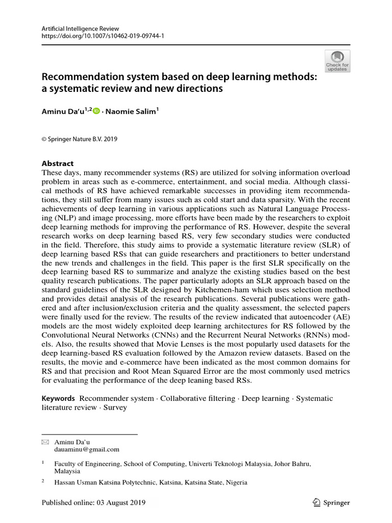 10.1007@s10462-019-09744-1 | PDF | Deep Learning | Artificial Neural ...