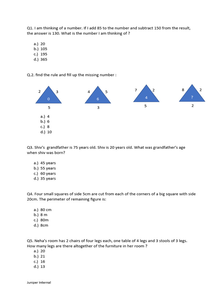 Math Problems for Students | PDF | Mathematics | Arithmetic