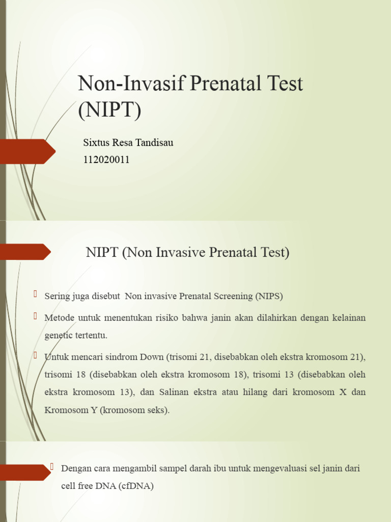 Contoh Hasil Tes NIPT dan Tindak Lanjut | PDF