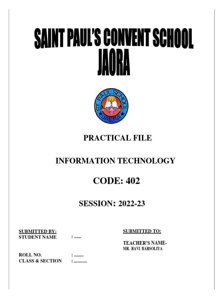 Information Technology Practical File 402 | PDF