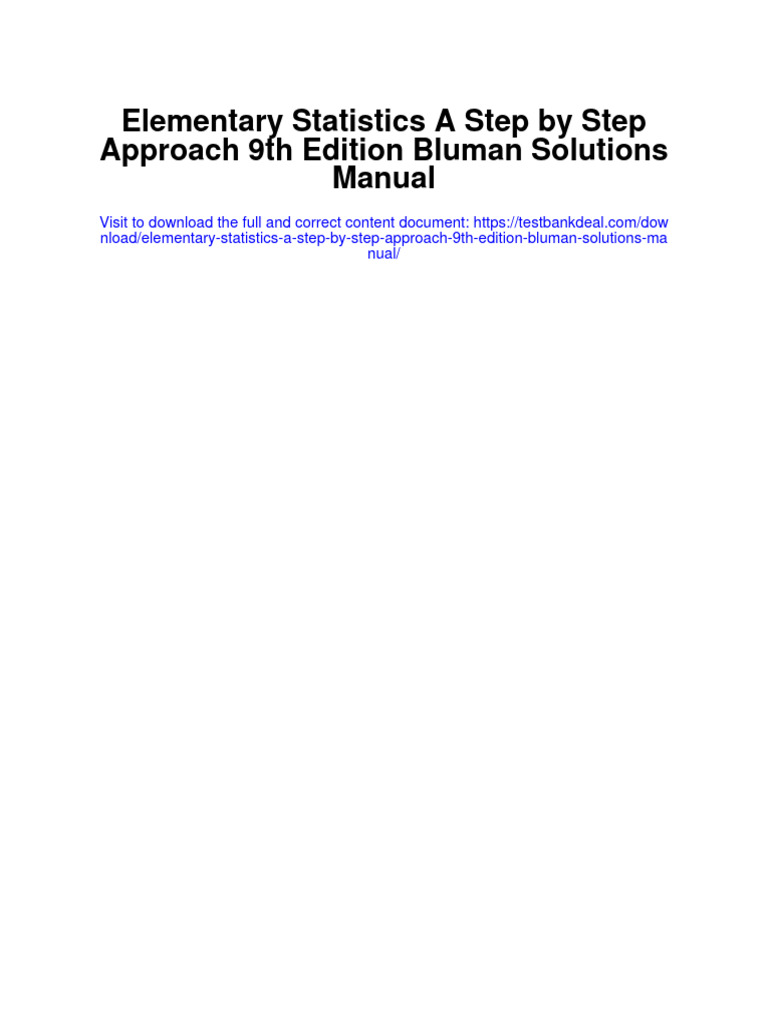 Instant Download Elementary Statistics A Step by Step Approach 9th ...