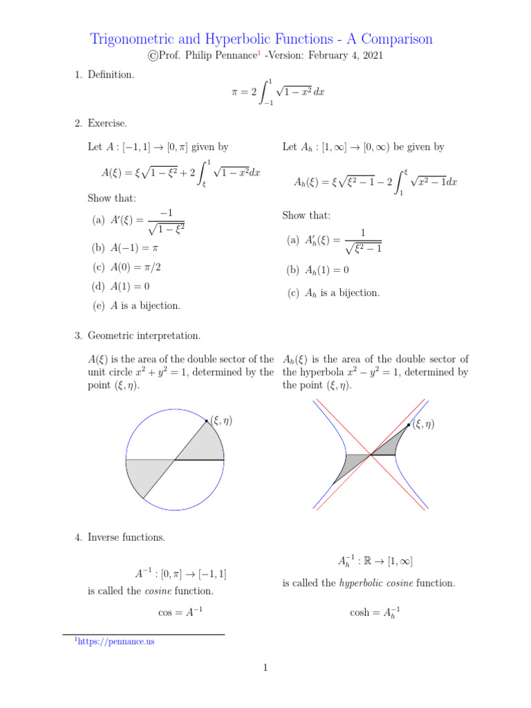 Hyperbolic Trig Comparison | PDF | Trigonometric Functions ...