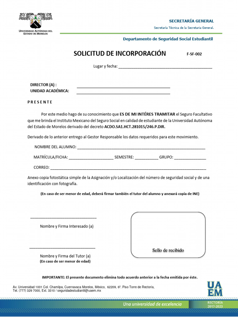 F-SF-002 Solicitud V4 | PDF