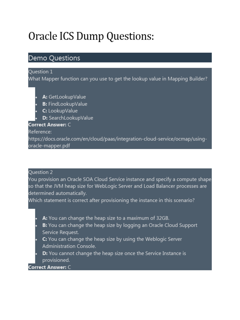 Oracle ICS Dump Questions | PDF | Internet Of Things | Cloud Computing