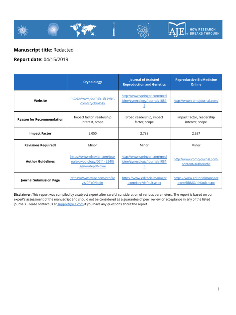 Journal Recommendation Sample | PDF | Assisted Reproductive Technology ...