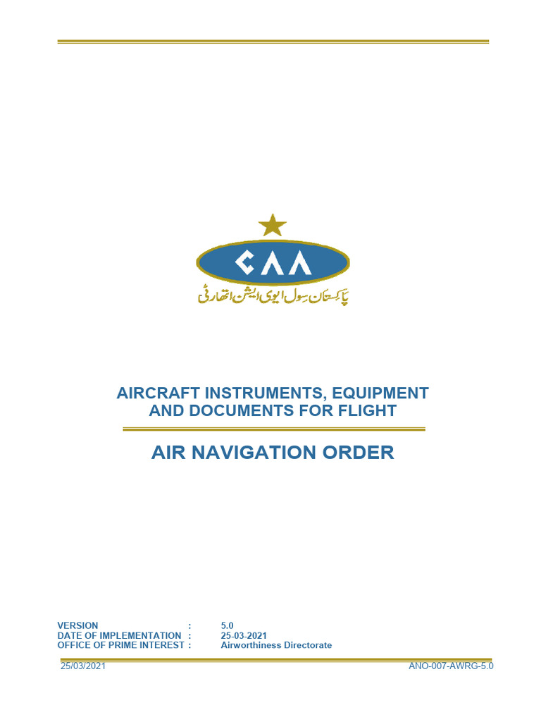 Ano-007-Awrg-5.0 - Aircraft Instruments Equipment and Documents For ...