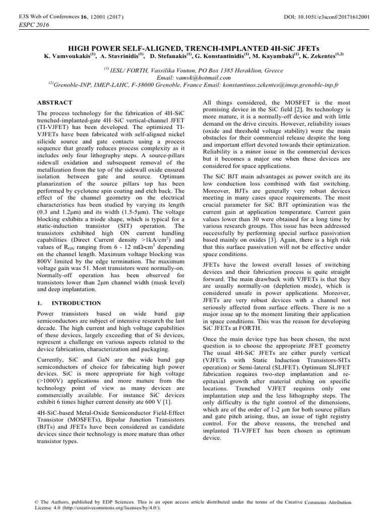 FORTH 4H-SiC JFETs | PDF