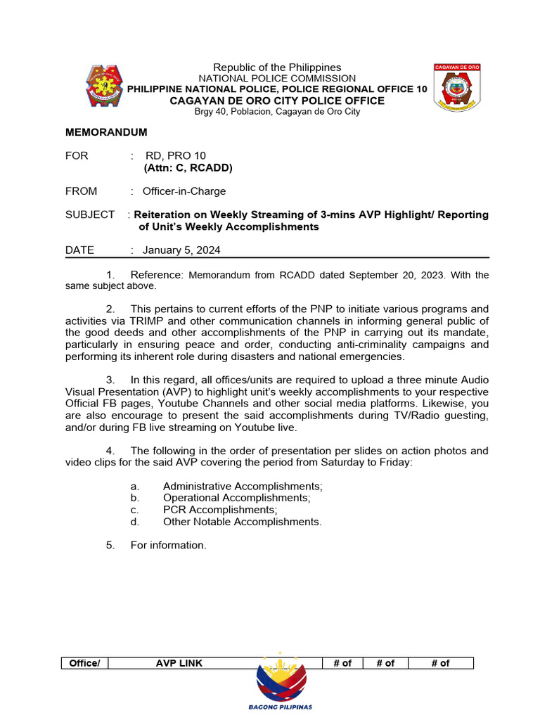 Weekly PNP Accomplishments Update | PDF | You Tube | Multimedia