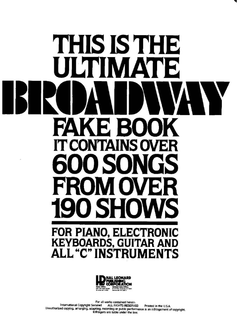The Ultimate BROADWAY Fakebook - 1 100 | PDF
