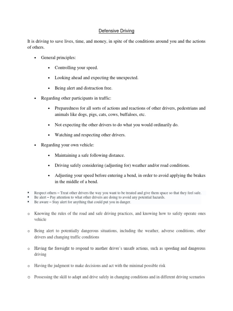 Defensive Driving | PDF | Traffic | Driving