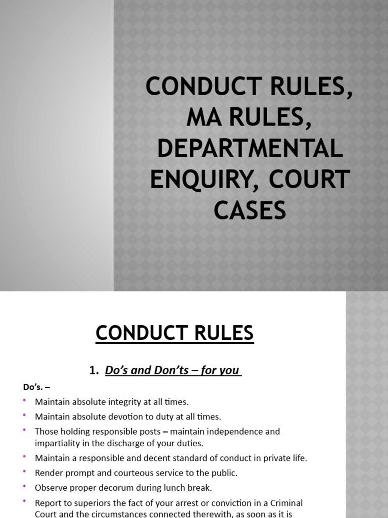 Conduct Rules, Ma Rules, Departmental Enquiry | PDF | Sexual Harassment ... Conduct Rules, Ma Rules, Departmental Enquiry | PDF | Sexual Harassment ...