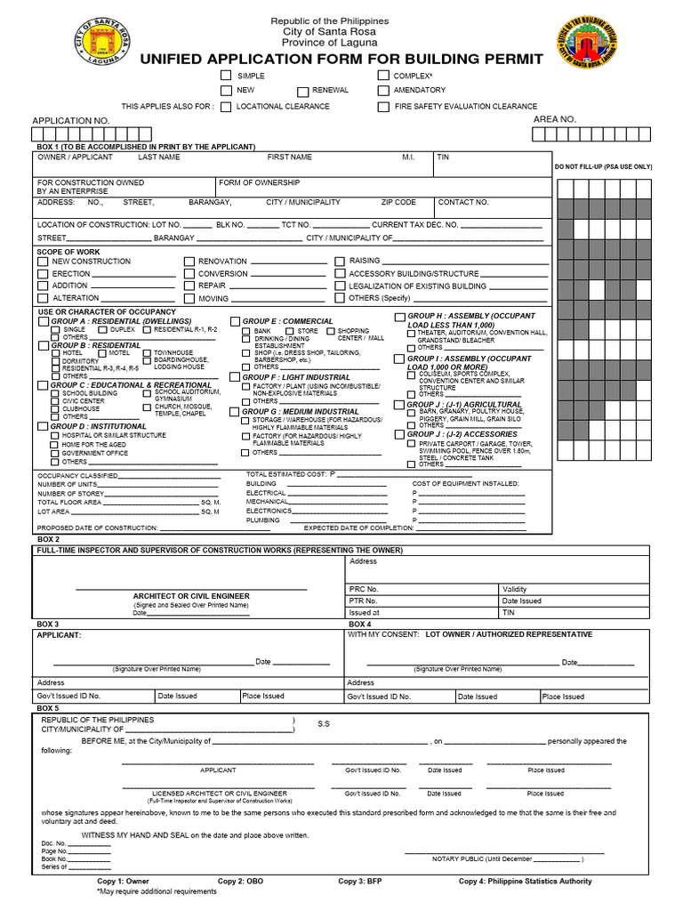 Santa Rosa Building Permit Application Form | PDF