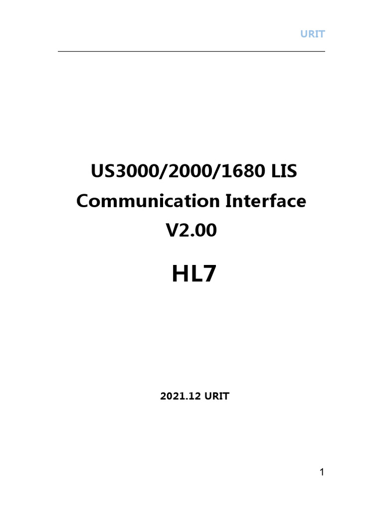 URIT US1680 HL7 Interface Guide | PDF | Transmission Control Protocol ...