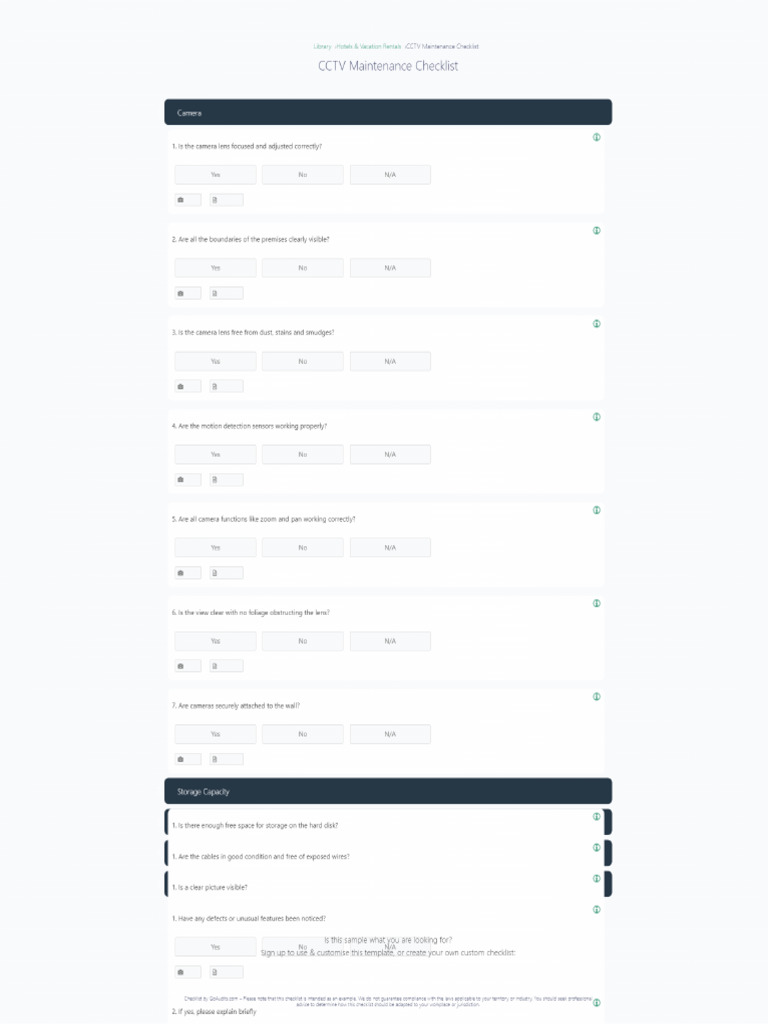 GoAudits - CCTV Maintenance Checklist (Sample) | PDF