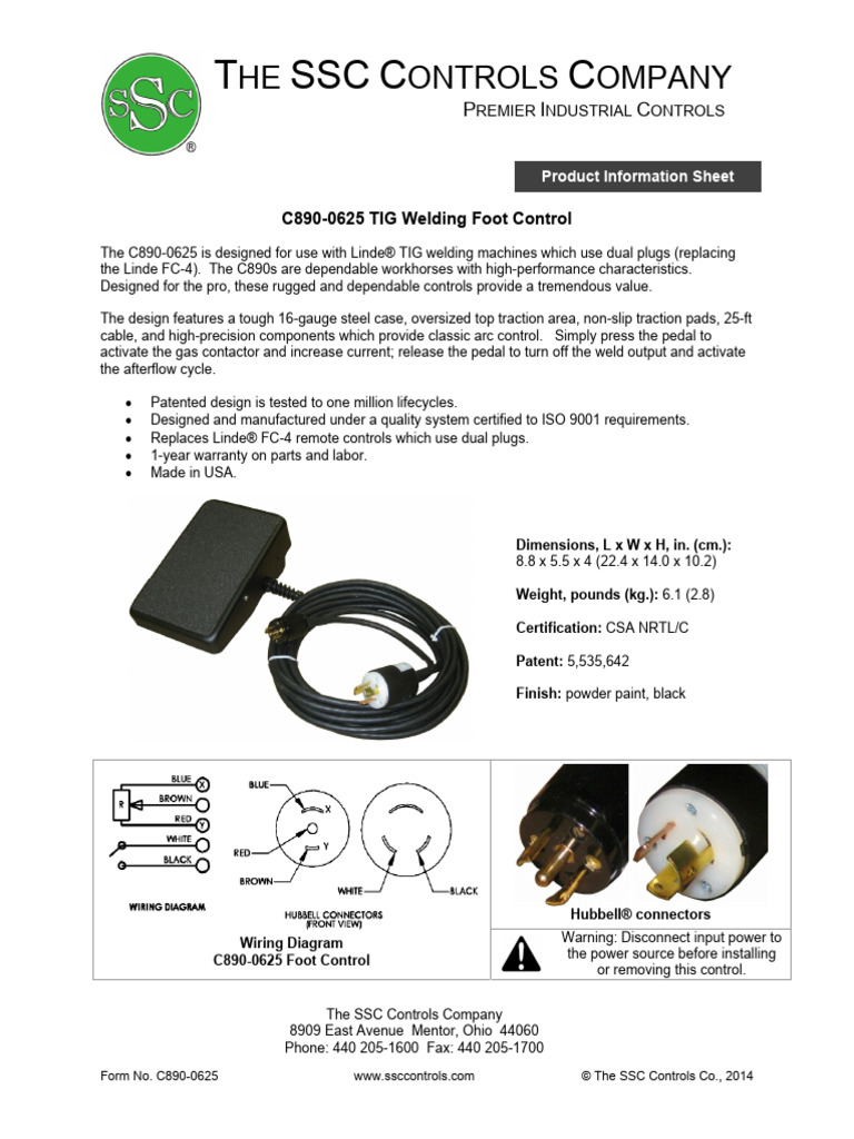 Product Information Sheet C890 0625 TIG Foot Controls | PDF ...