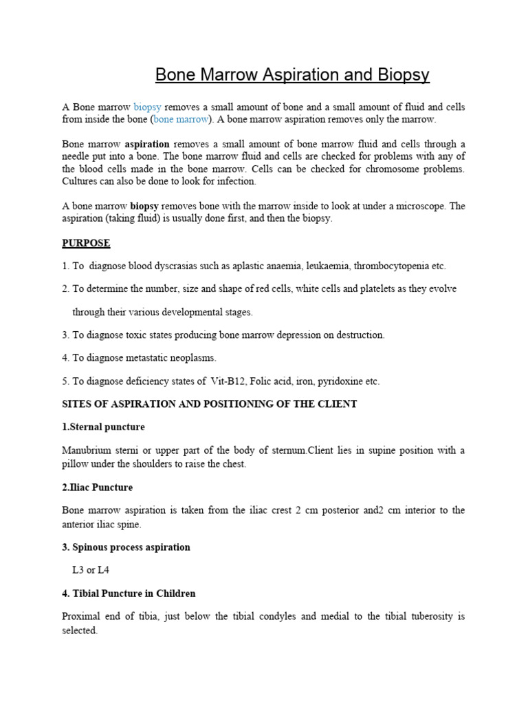 Bone Marrow Aspiration Notes On Bone Marrow | PDF | Medical Specialties ...