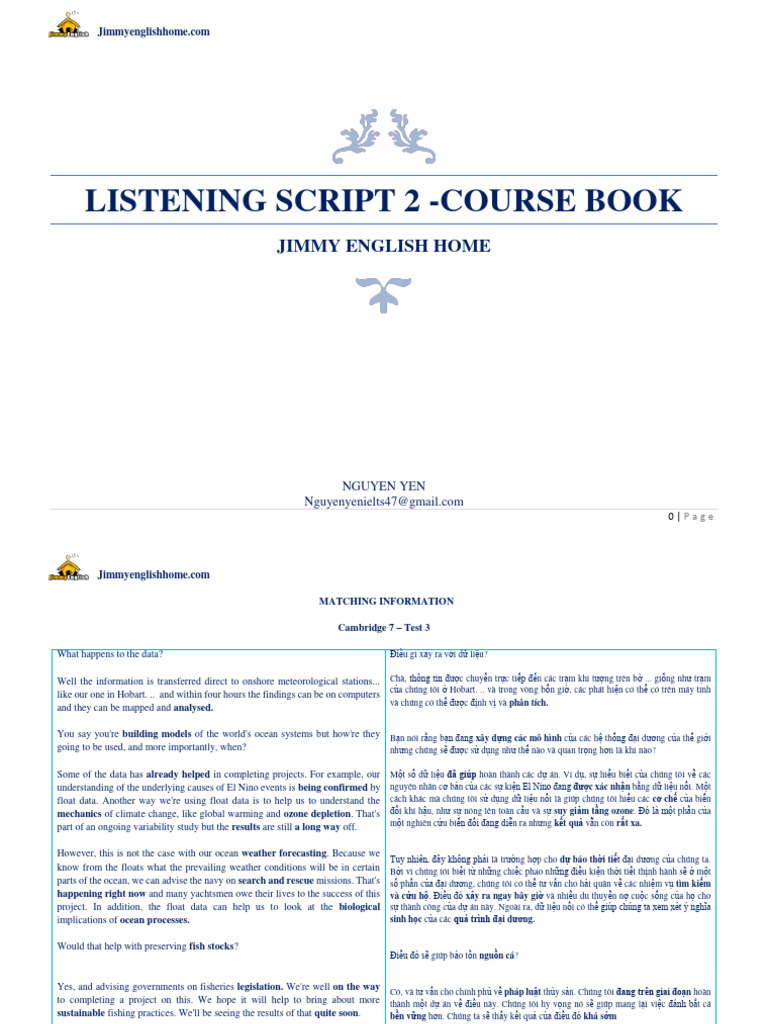 Listening Script Part 2 Course Book | PDF