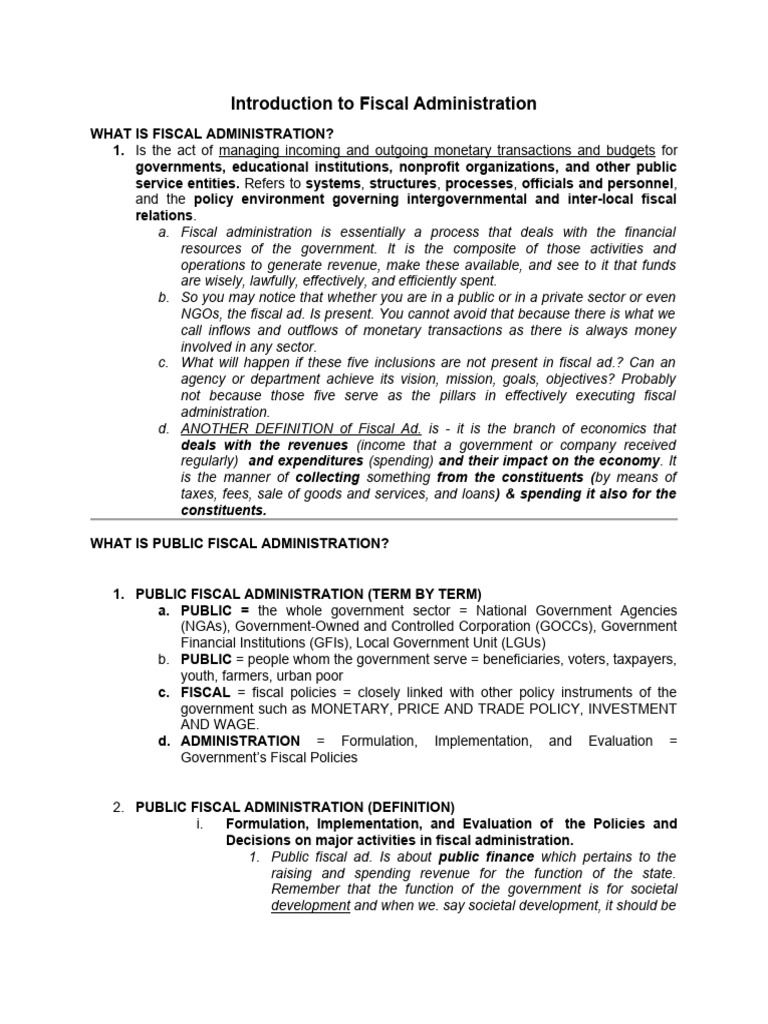 Introduction To Fiscal Administration | PDF | Public Finance | Fiscal ...