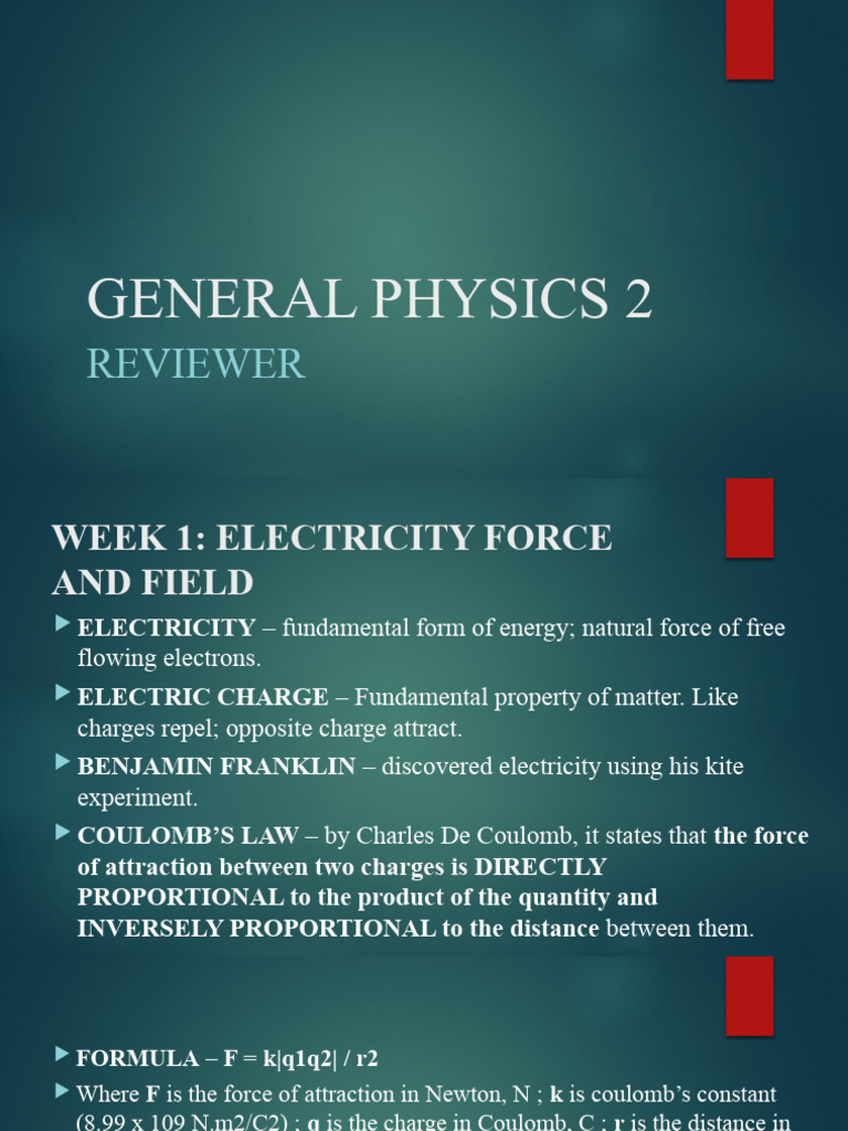 General Physics 2 Reviewer | PDF | Voltage | Electromagnetic Induction